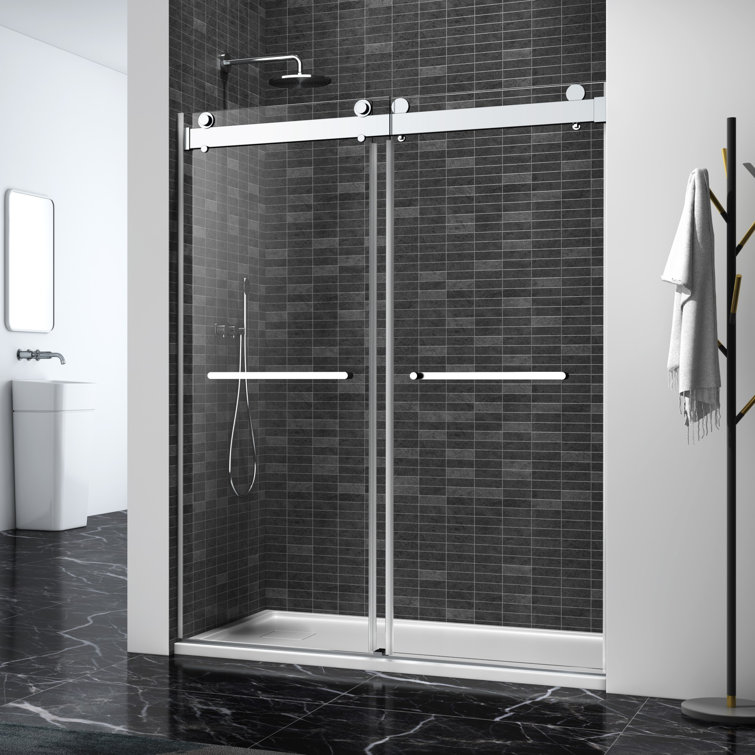 Carshome 56-60"Wx 76"H double sliding frameless shower door | Wayfair